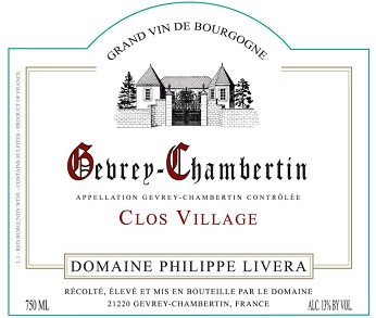 Philippe Livera Gevrey Chambertin Clos Village 2017 3L